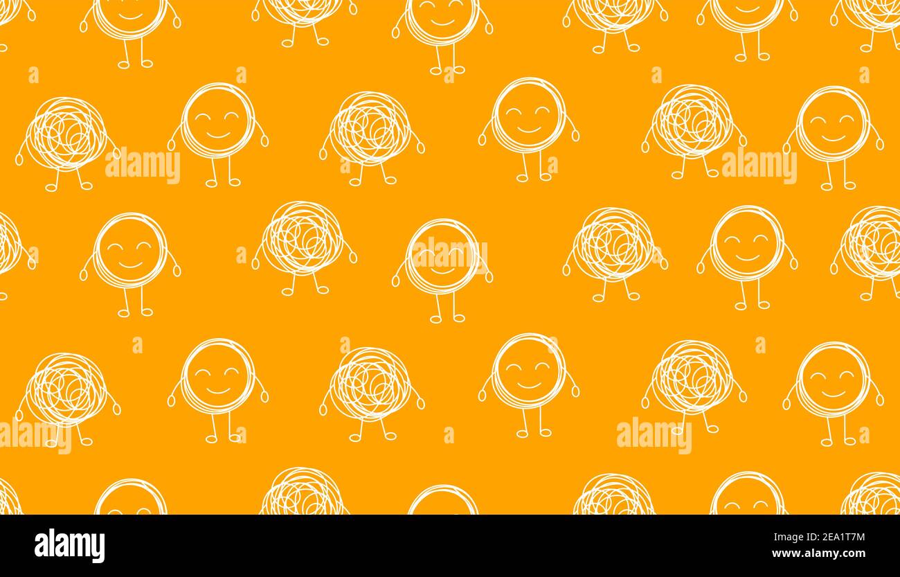 Therapy, psychology seamless pattern with doodle characters. Web ...