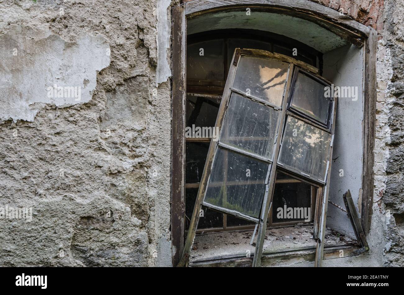 old ruined window of house Stock Photo - Alamy