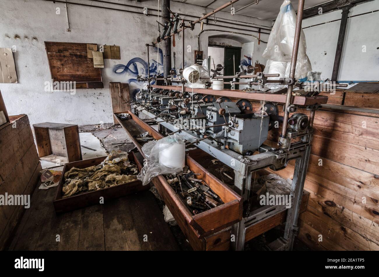 machines in old spinning factory Stock Photo - Alamy