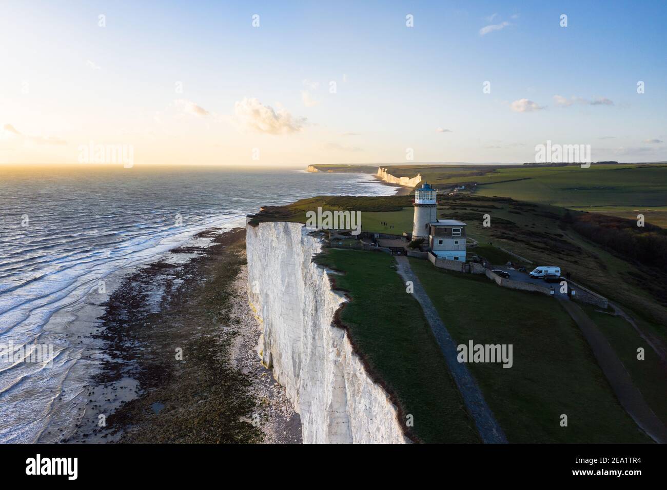 Seven Sisters White Cliffs and Birling Gap Beach by the English Channel ...