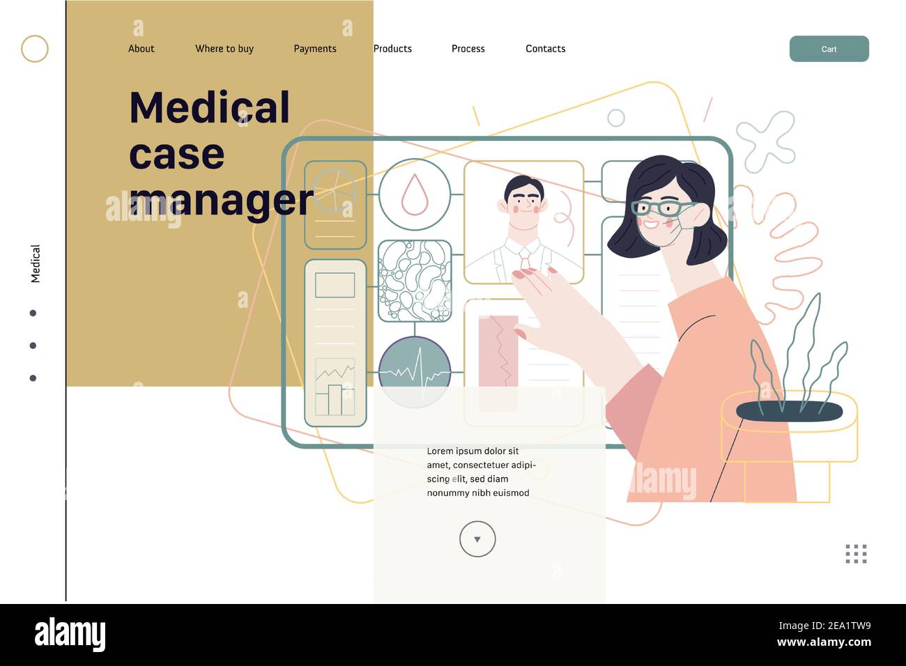 Medical insurance template -medical case manager -modern flat vector ...