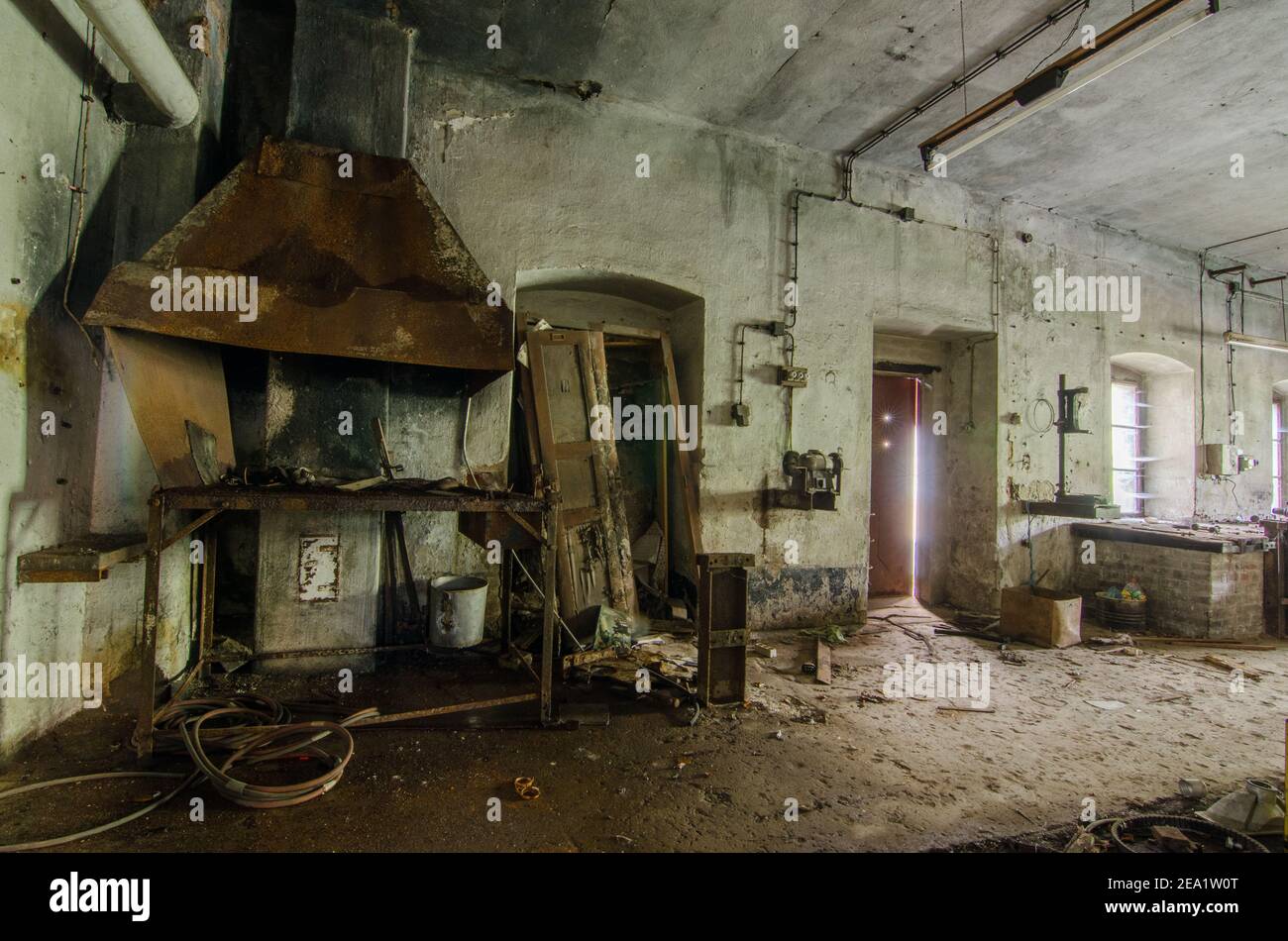 old forging furnance in abandoned forge Stock Photo - Alamy