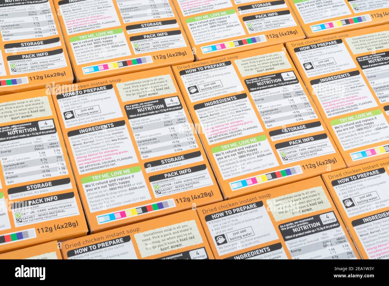 Close-up shot food nutrition / dietary label on packet of ASDA own ...
