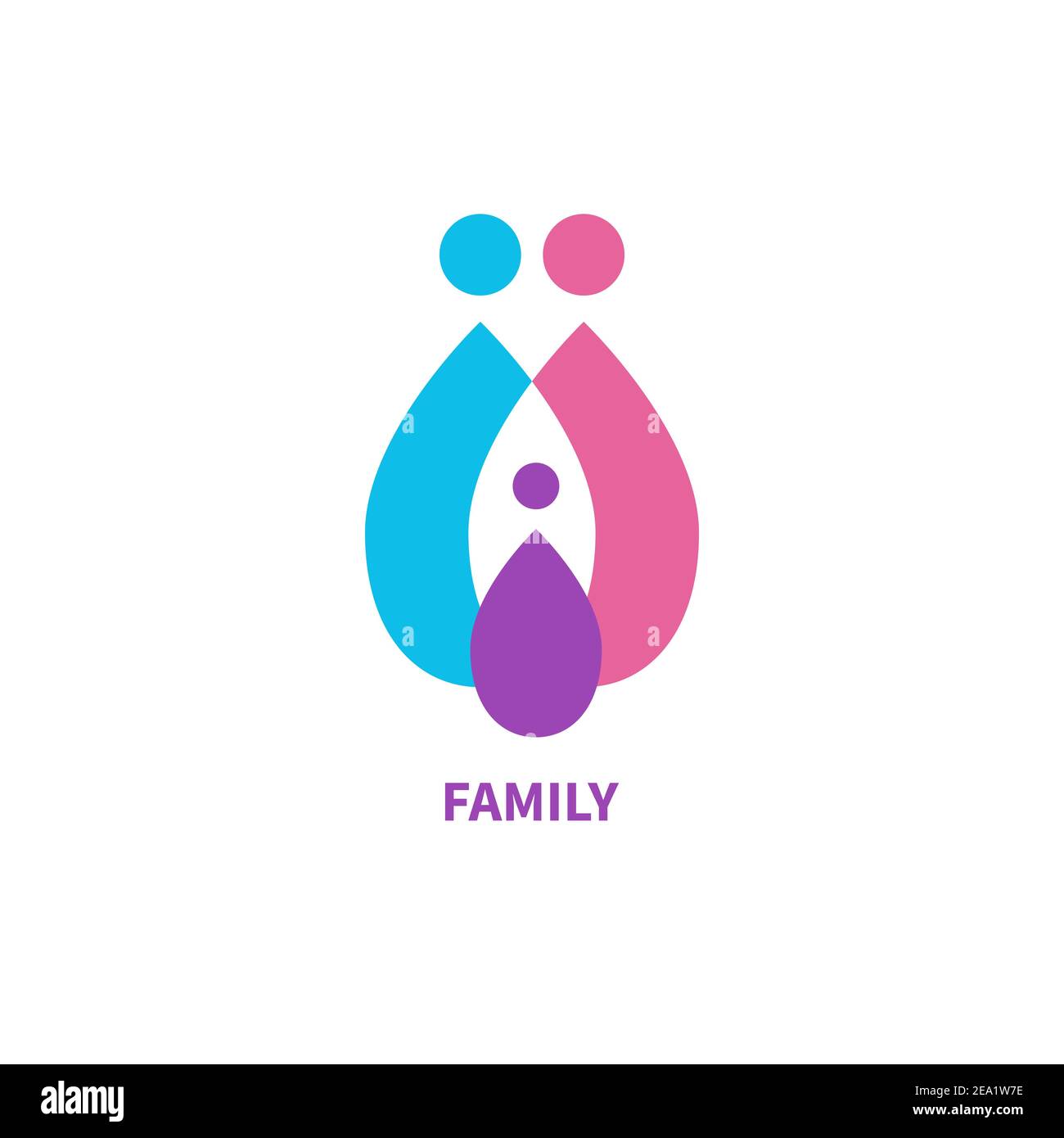 Happy family logo of three people, mother, father and child. Family ...