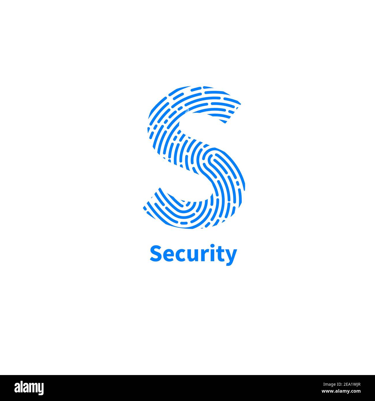 Guard symbol with fingerprint. Vector logo of security agency. Letter S ...