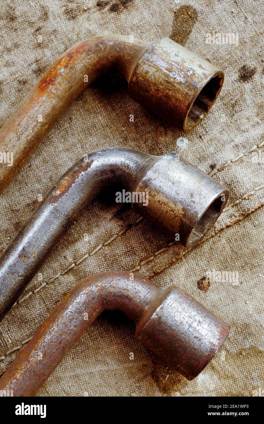 Set of box spanners, Old tools, France Stock Photo - Alamy