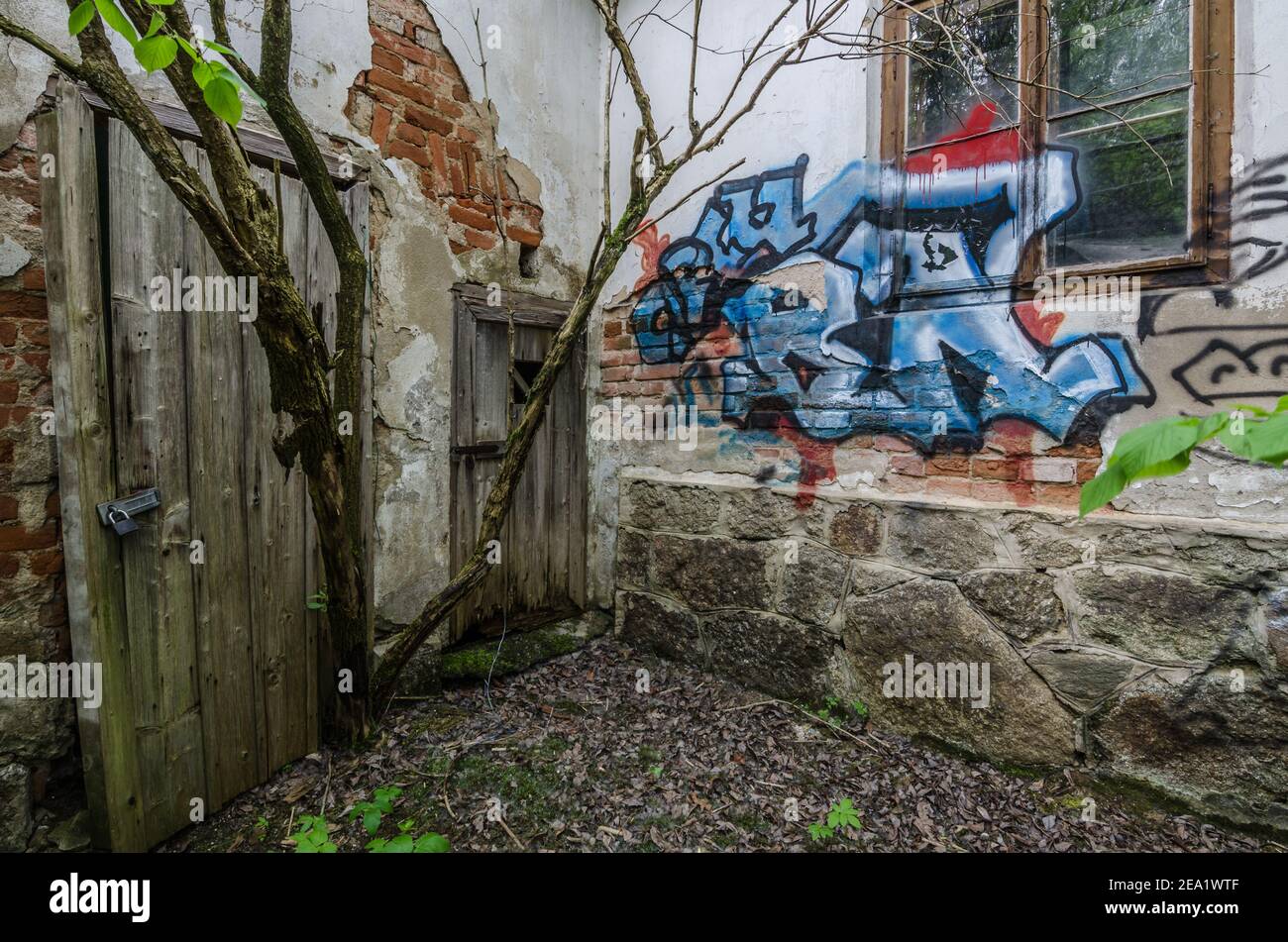 old house with colorful graffiti Stock Photo - Alamy