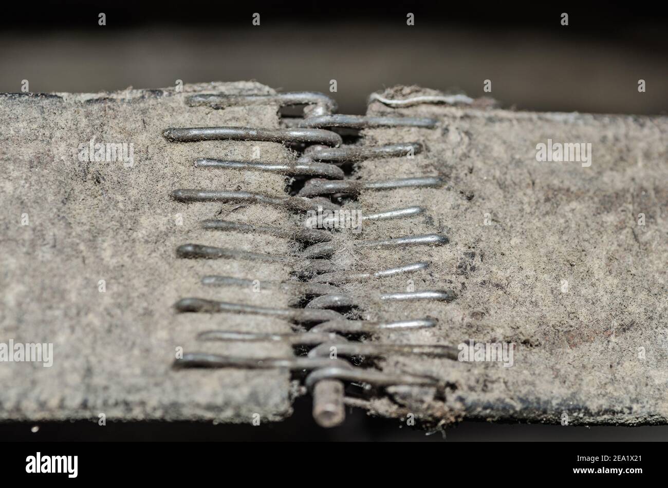 belt connection of old machine in factory Stock Photo - Alamy