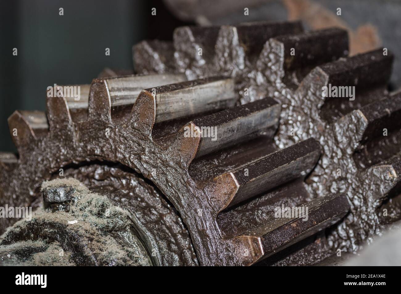 rusty gears on old machine Stock Photo - Alamy