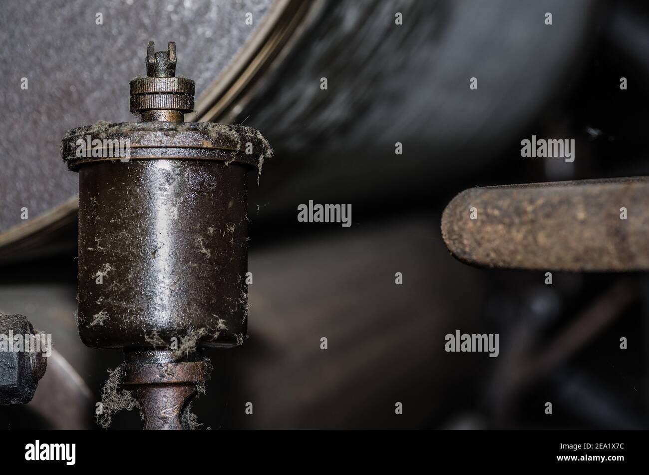 lubrication with oil on old machine Stock Photo - Alamy