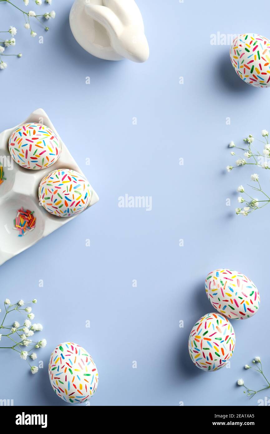 Minimal style Easter vertical banner template. Frame made of colorful ...