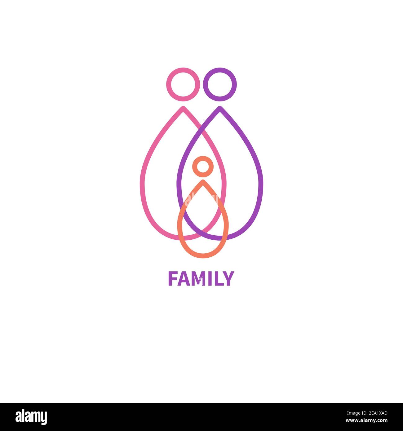 Happy family logo of three people, mother, father and child. Family ...