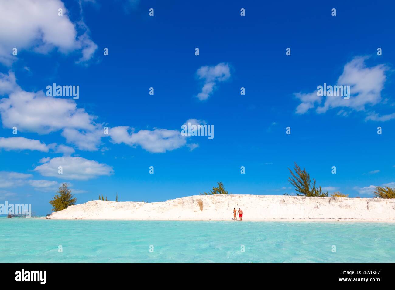 People on the beach. White sand and turquoise sea. Island Cayo Largo ...