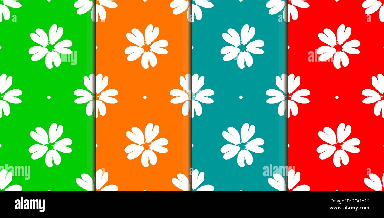 set of patterns with white flower pattern Stock Vector Image & Art - Alamy