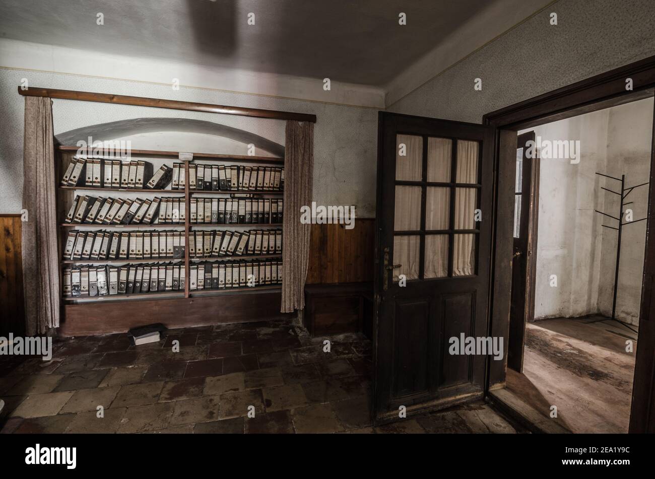cupboard with many books and files Stock Photo - Alamy