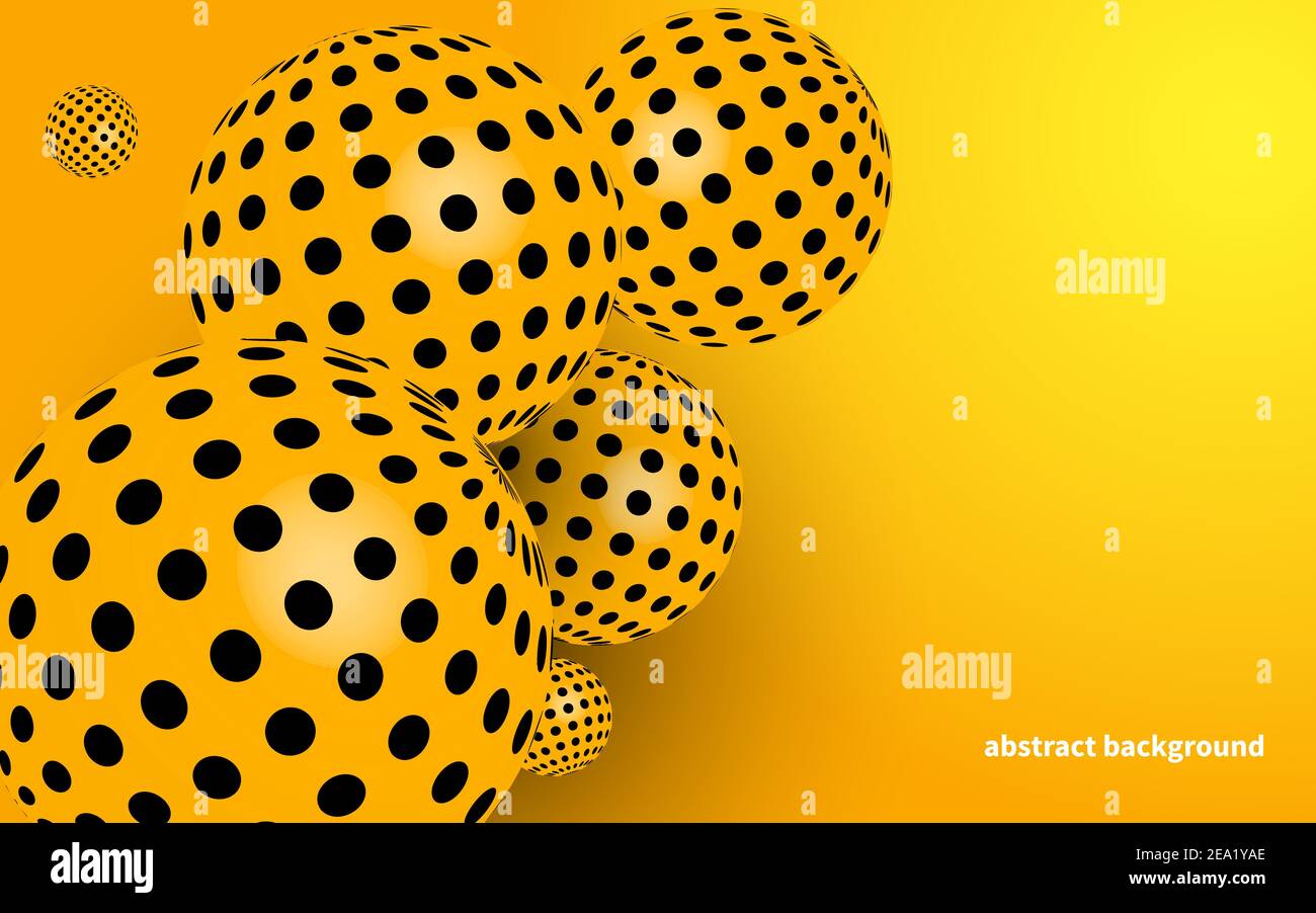 Banner with plastic 3d flying spheres. Abstract background, composition ...