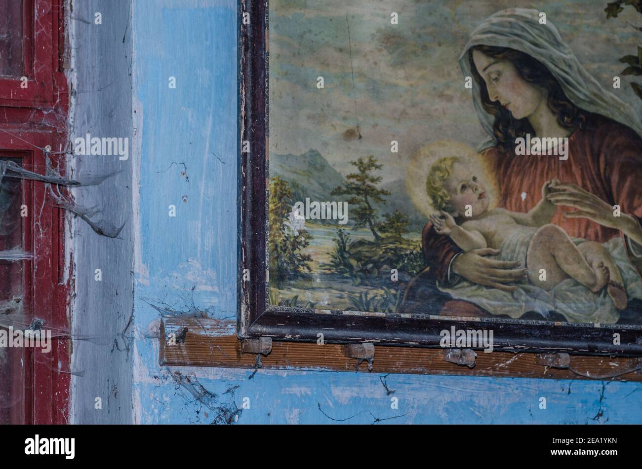 old beautiful painting of jesus in house Stock Photo - Alamy