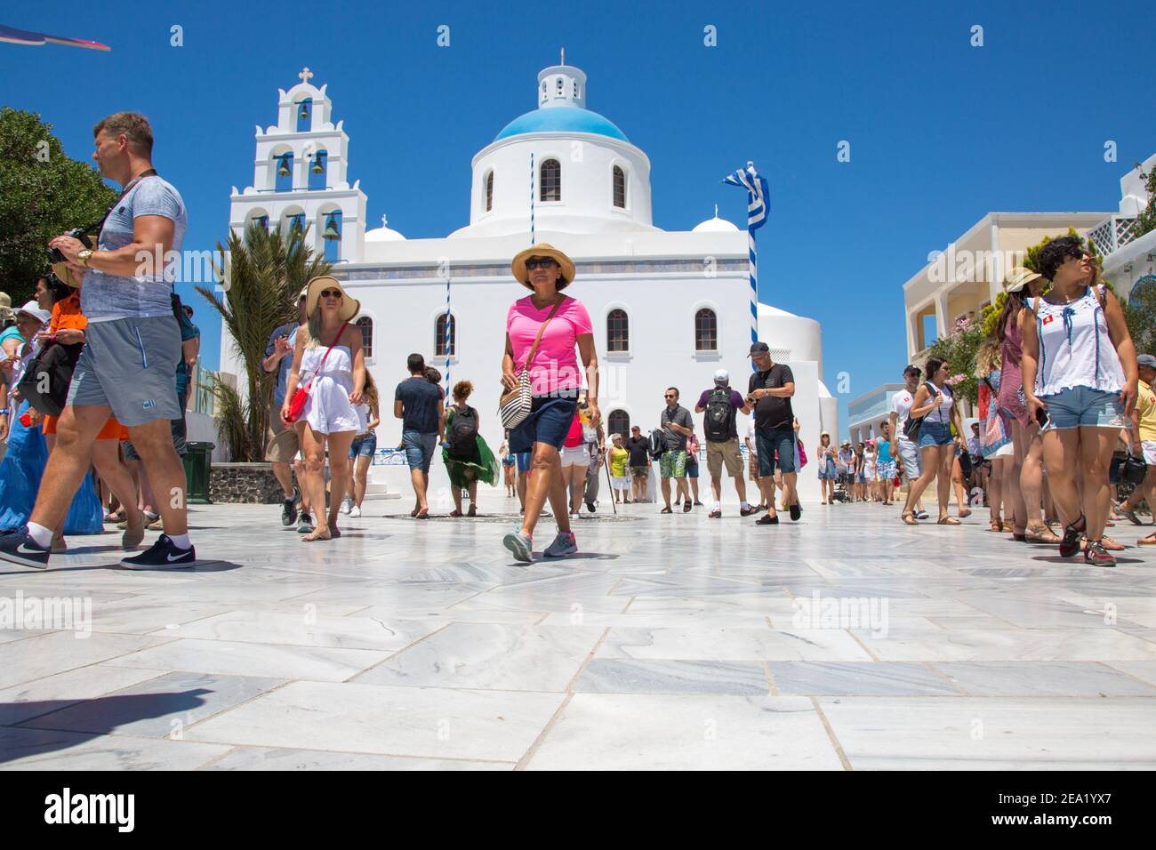Santorini/Crete, Greece - July 07, 2017: Church of Panagia of Platsani ...