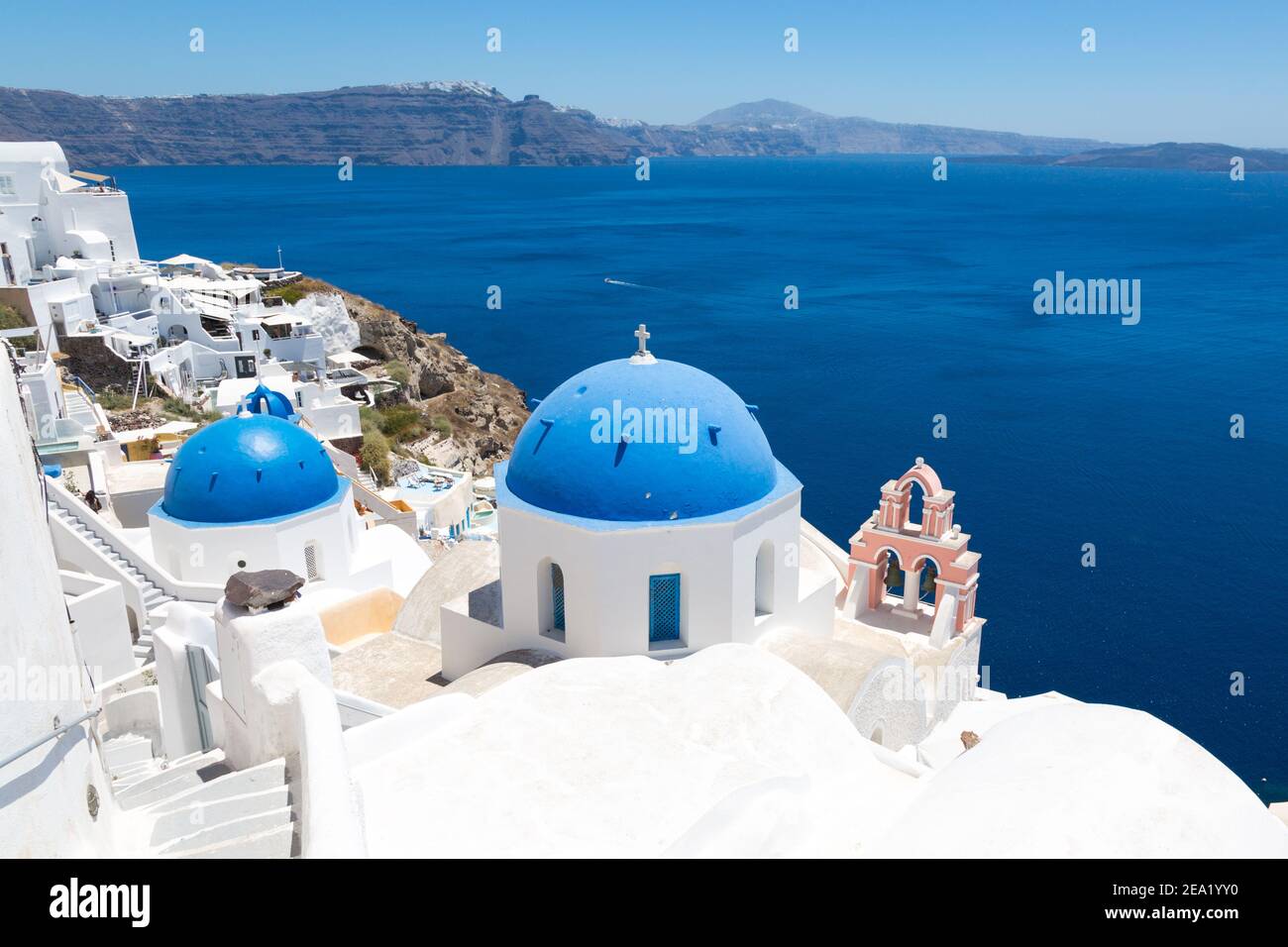 Santorini/Crete, Greece - July 07, 2017: a white staircase and wall ...