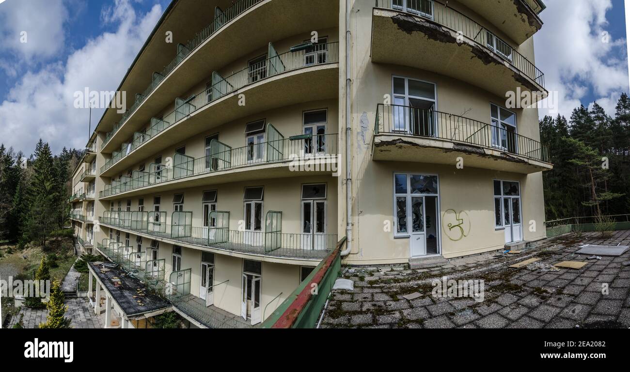 abandoned old hospital panorama view Stock Photo - Alamy