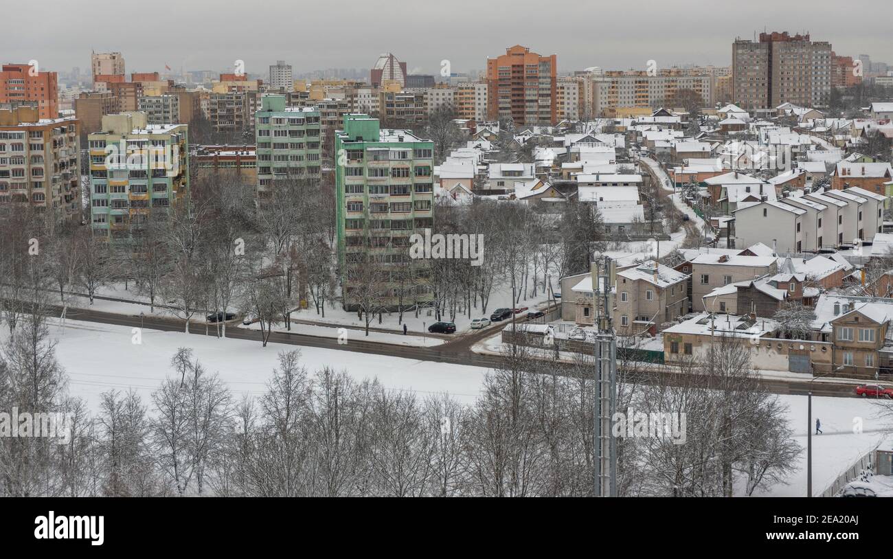 winter and snow Minsk from a height Stock Photo - Alamy