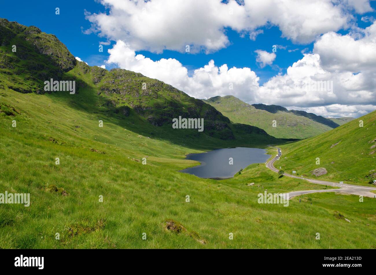 Scottish mountain road. Road A83 in Loch Lomond and Trossachs National ...