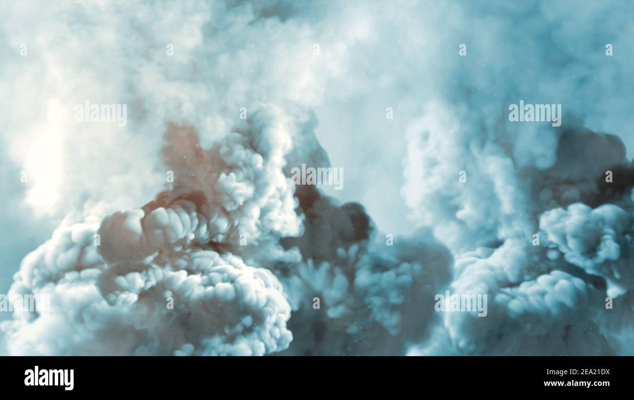 cg industrial 3D rendering, heavy colorful smoking backdrop Stock Photo ...