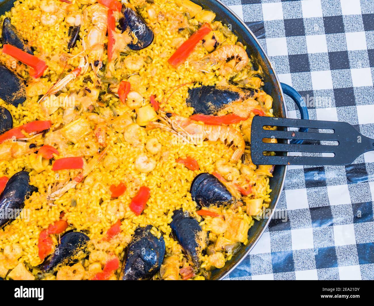 A closeup of paella, a typical Spanish food Stock Photo - Alamy