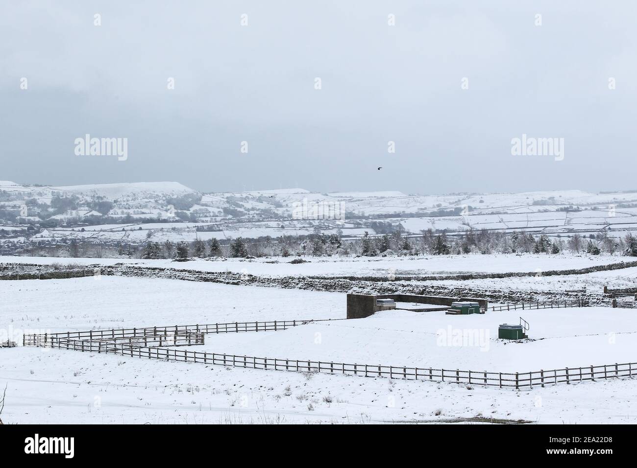 Snow covers the high ground in Holmfirth, West Yorkshire.Many areas of ...