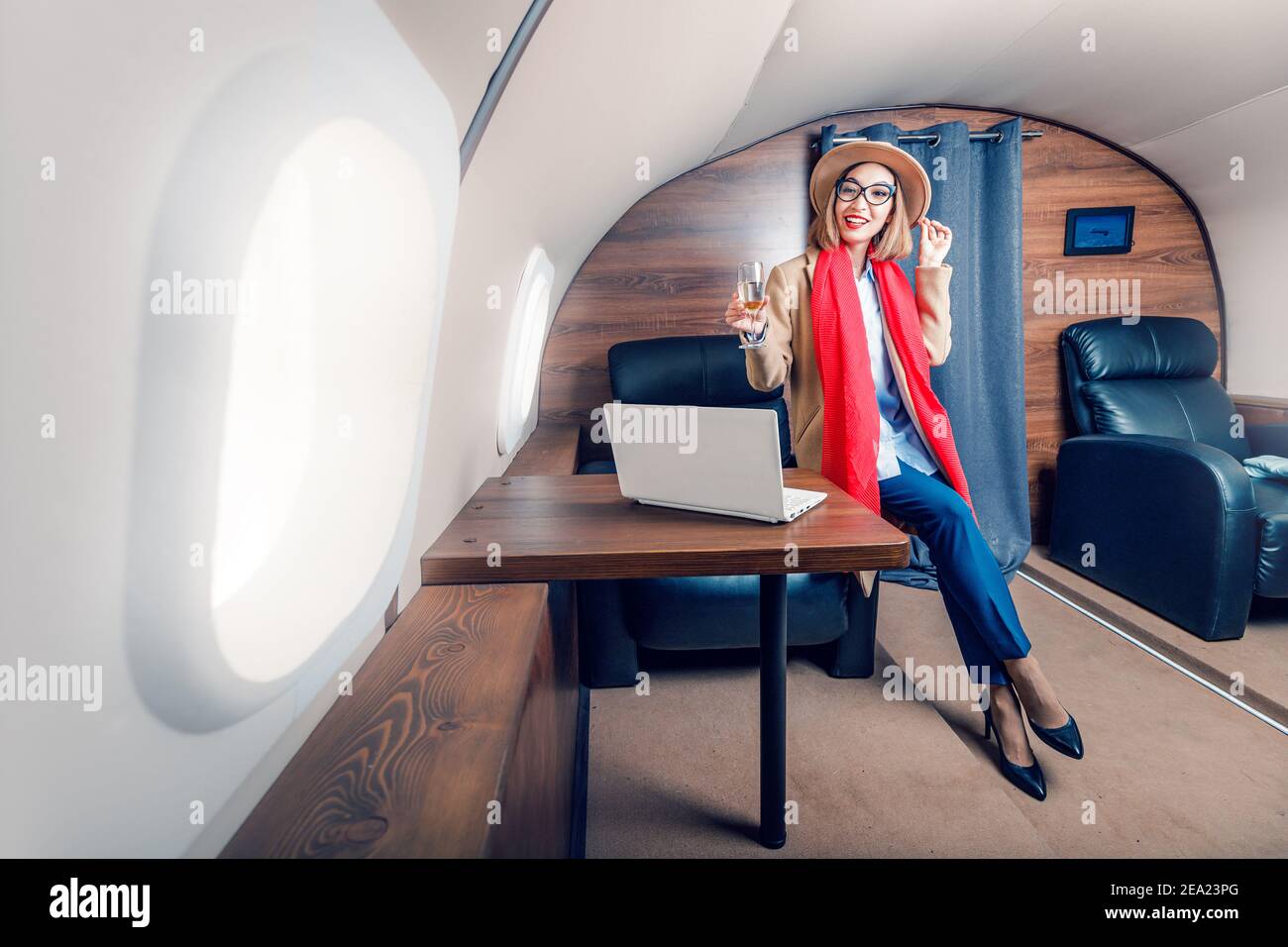 Rich woman private jet hi-res stock photography and images - Alamy