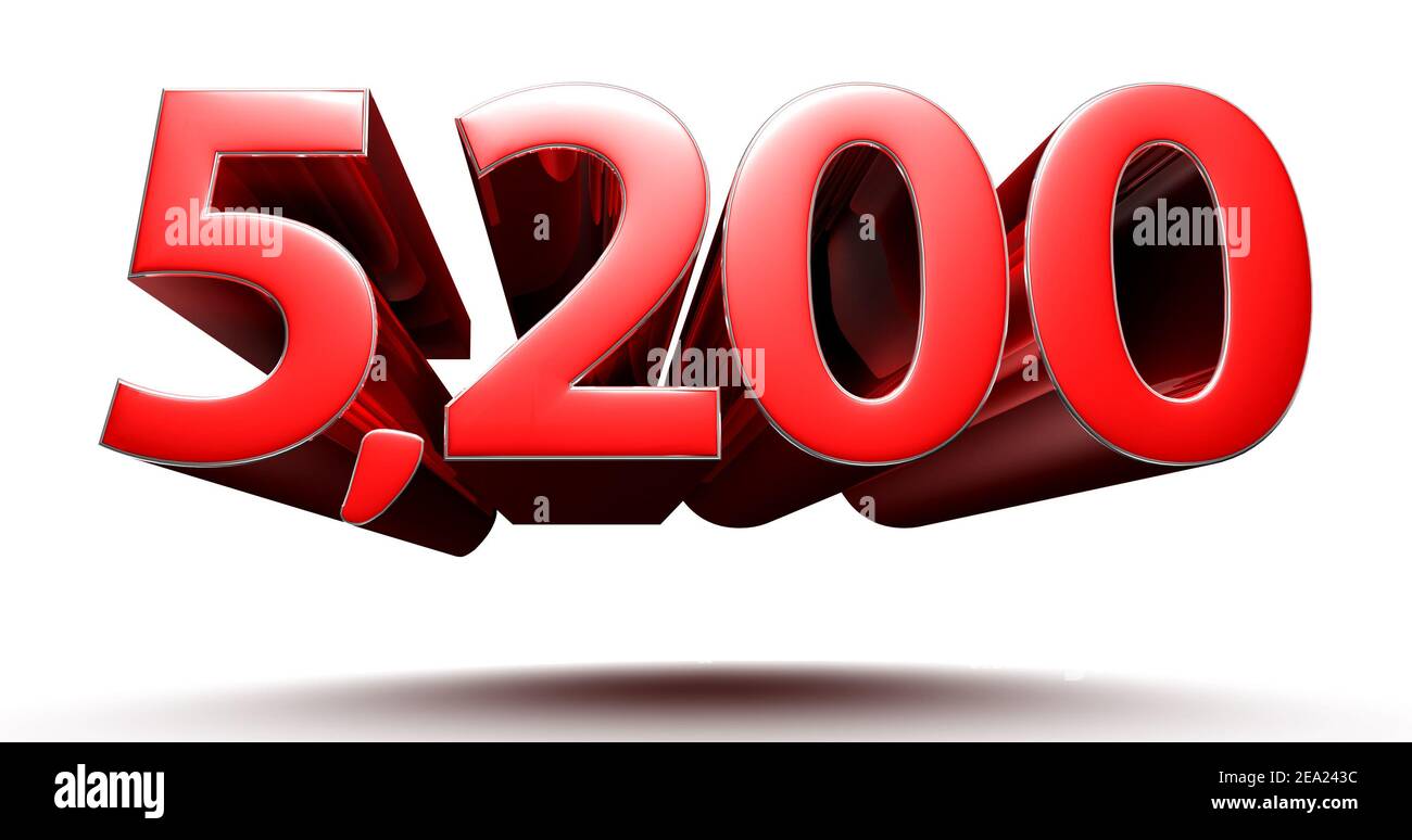 3D illustration 5200 red isolated on a white background with clipping ...