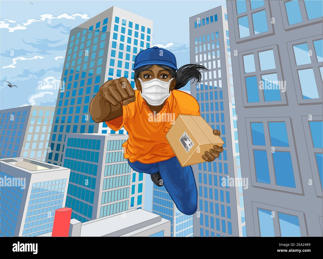 Delivery Courier Superhero Flying Super Hero Stock Vector Image & Art ...