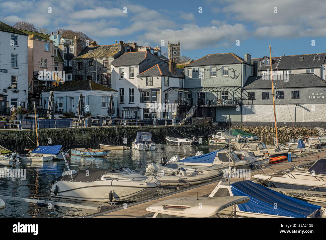 Custom House Quay and Chain Locker of Falmouth, viewed across the water ...