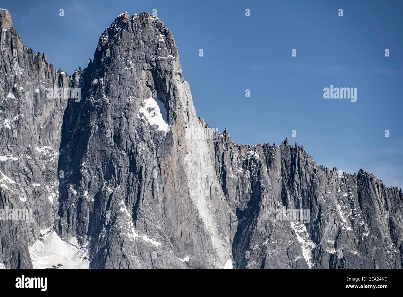 Grand Dru, mountain flank of the Aiguille Verte, Mont Blanc massif ...