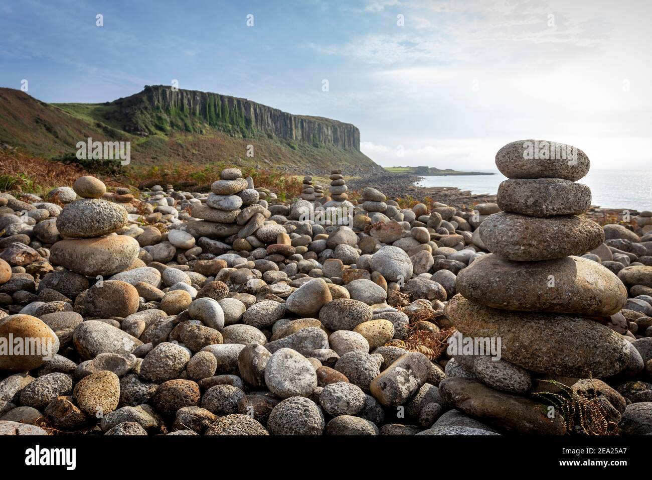 stone balancing on the beach on Arran Stock Photo - Alamy