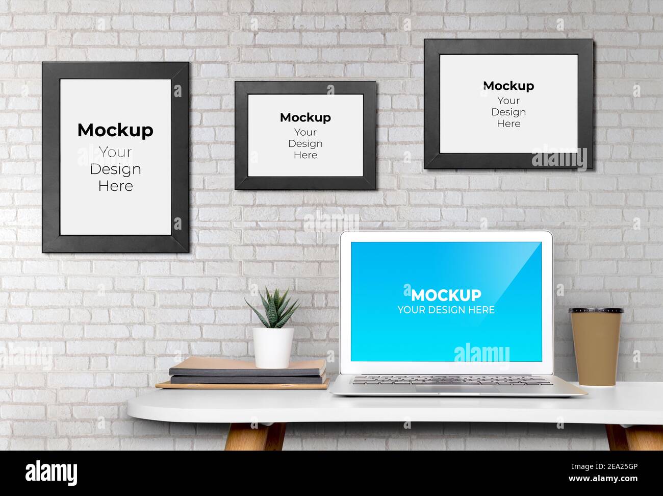 Mockup template monitor of computer display screen and picture frame ...