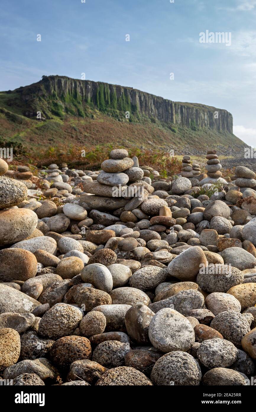 stone balancing on the beach on Arran Stock Photo - Alamy