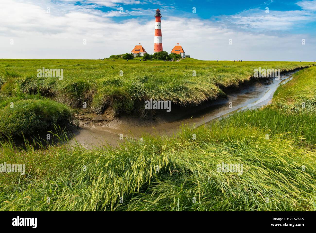 Westerhever Lighthouse, North Sea, Wadden Sea National Park, Germany ...