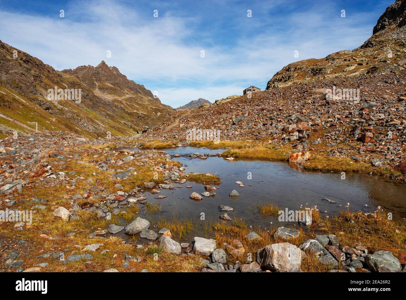 On the hiking trail to the Klostertaler Umwelthuette, Klostertaler Bach ...
