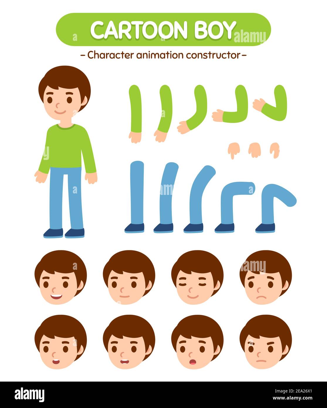 Cute little boy character construction set for rigging and animation ... Cute little boy character construction set for rigging and animation ...