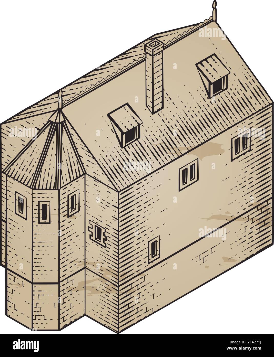 Medieval Building Map Icon Vintage Illustration Stock Vector Image ...