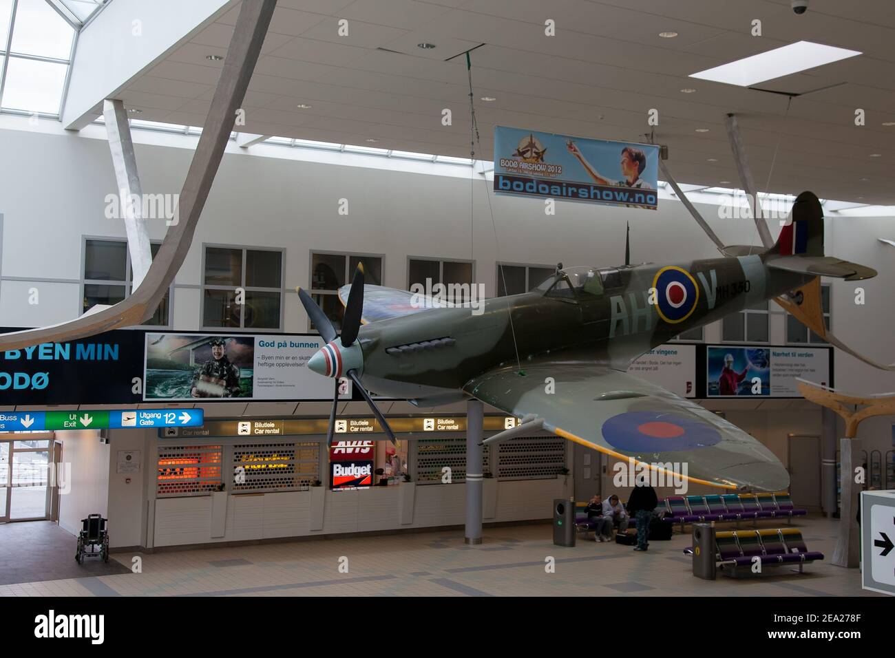 BODO, NORWAY: An airport terminal of town Bodo in Norway. Foreground ...