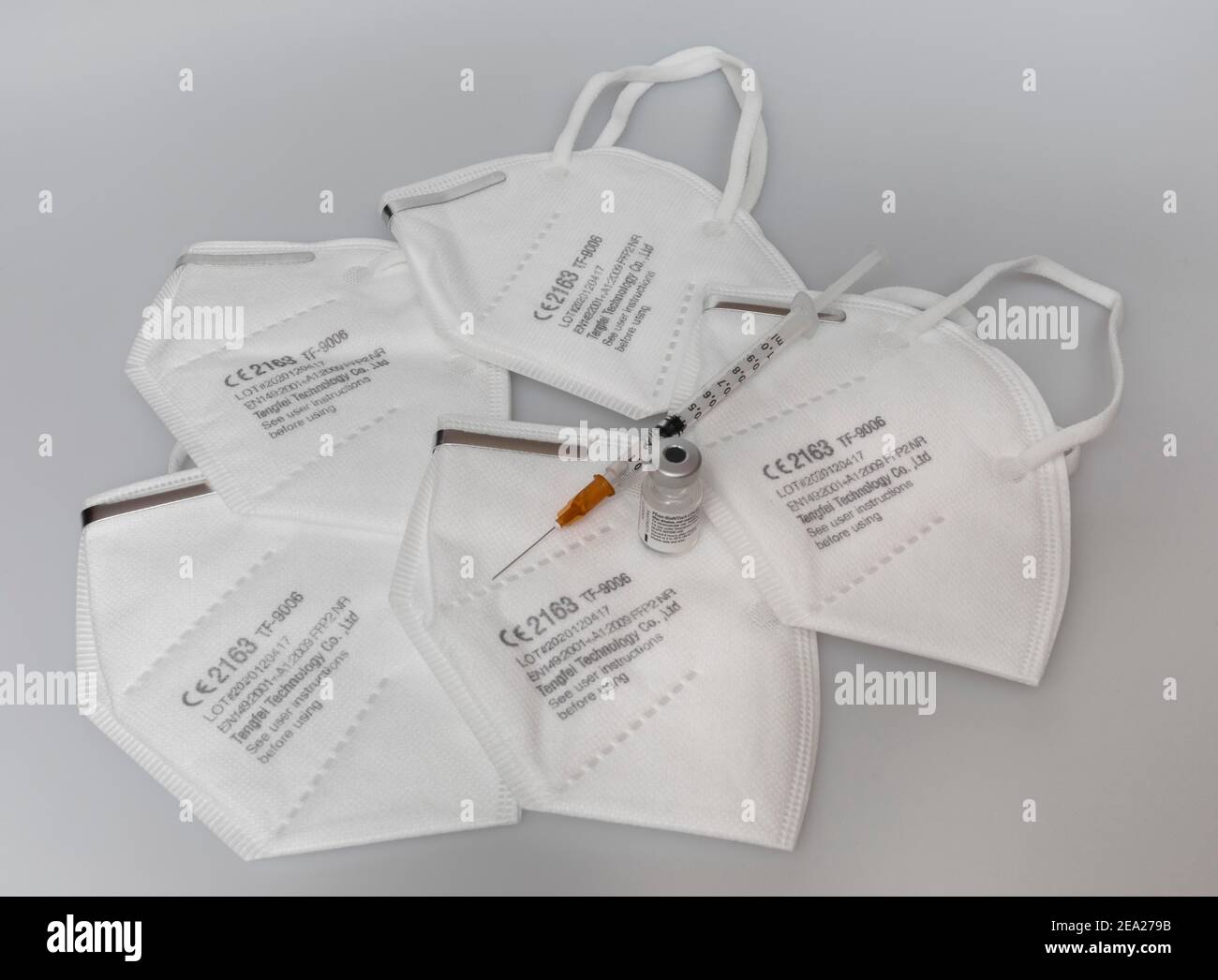 FFP2 masks, Corona masks for mouth and nose, Vaccine vial, Biontech ...