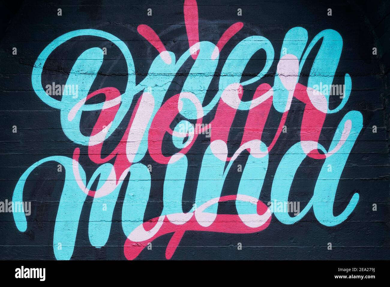 Graffito, font Open your mind, typographic image, Duesseldorf, North ...