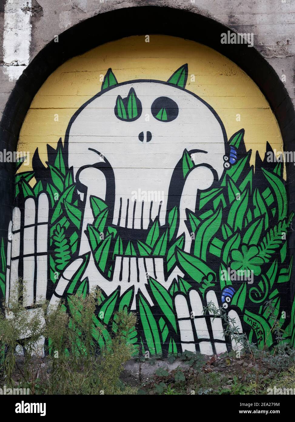 Monster eats green vegetation, warning against environmental ...