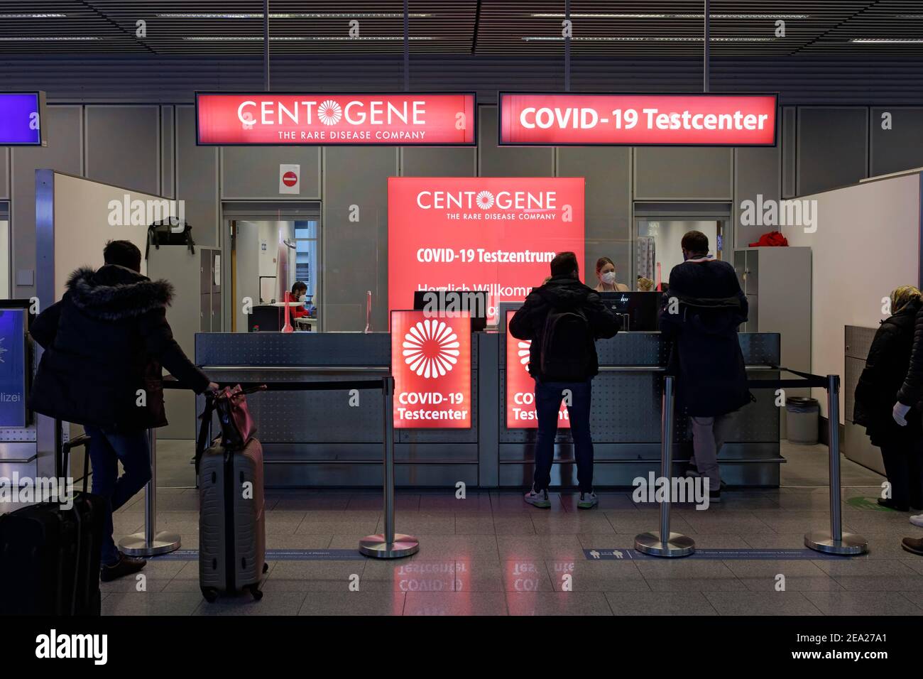 Corona test, Centogene Covid-19 test centre in the departure lounge at ...