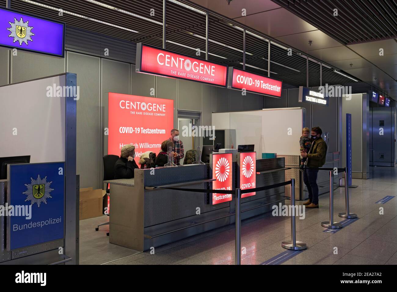 Corona test, Centogene Covid-19 test centre in the departure lounge at ...