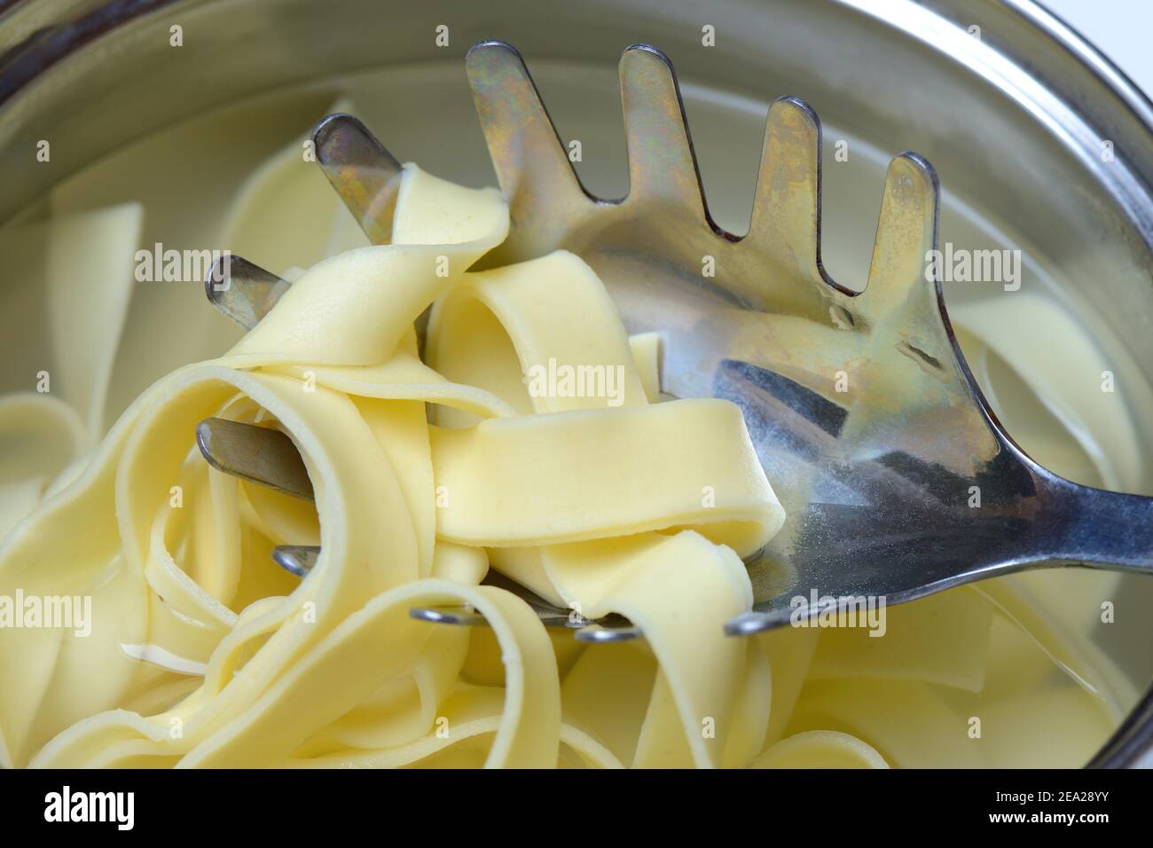 Noodles, cooked, pappardelle, tagliatelle, pasta, ribbon noodles Stock ...