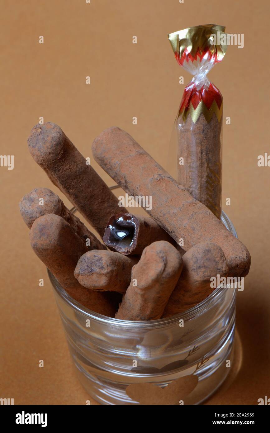 Cherry stalks, cherry stalks, cherry stem, Swiss speciality, chocolate ...