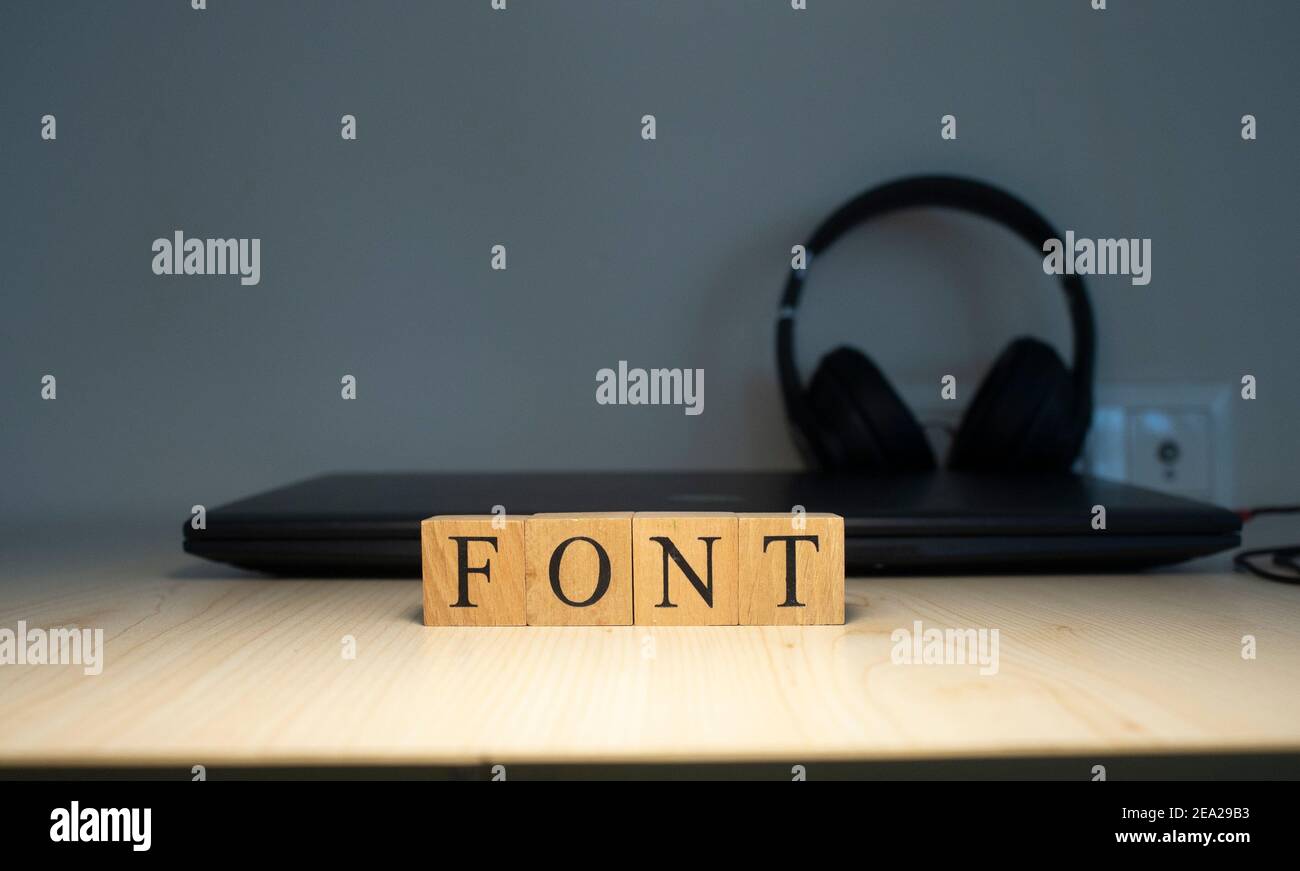 word cube building blocks .text design .close up Stock Photo - Alamy